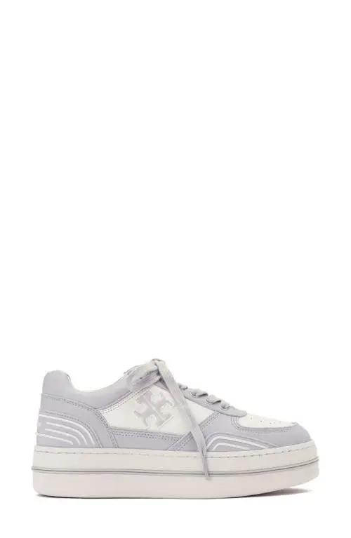 Tory Burch Clover Mixed Leather Low-Top Sneakers - Purity / Silver